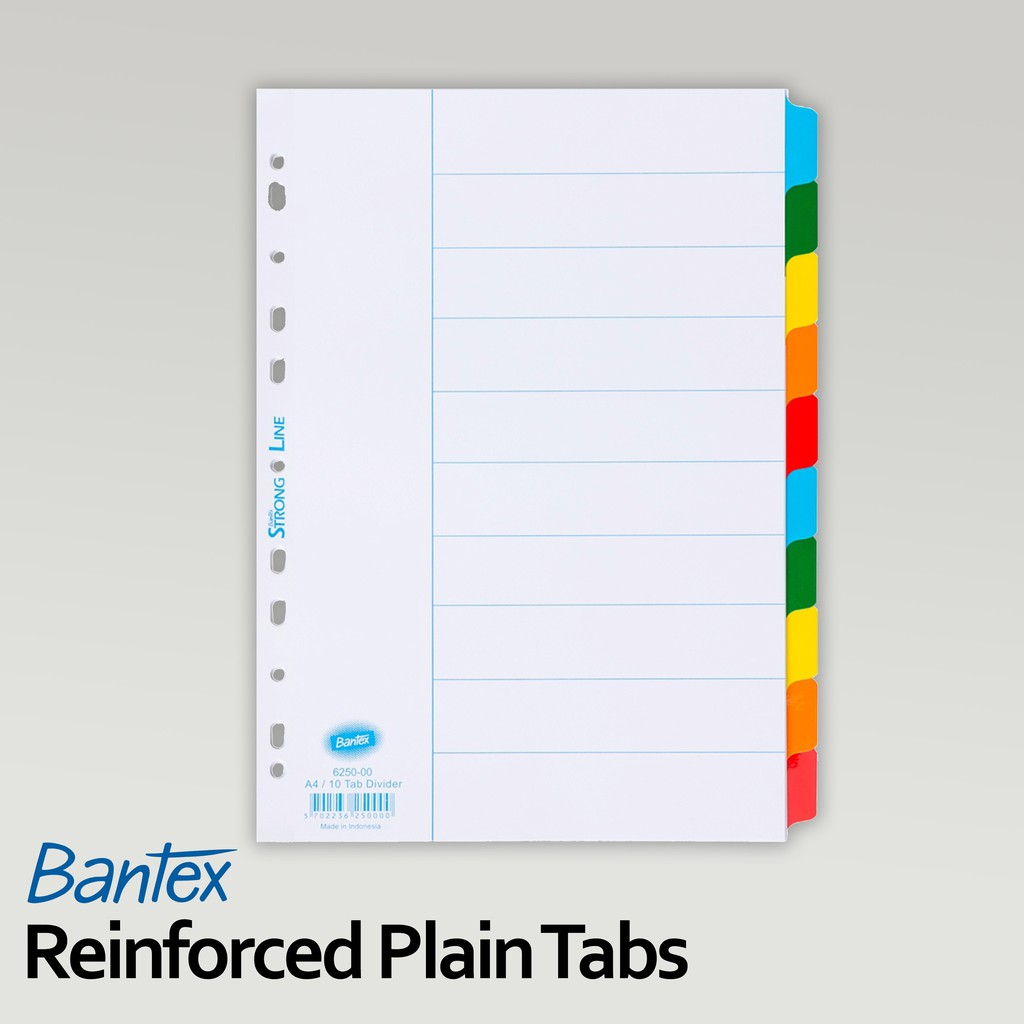 Jual Bantex Kertas Pembatas Binder A4 PP Reinforced Tabs Divider Warna ...