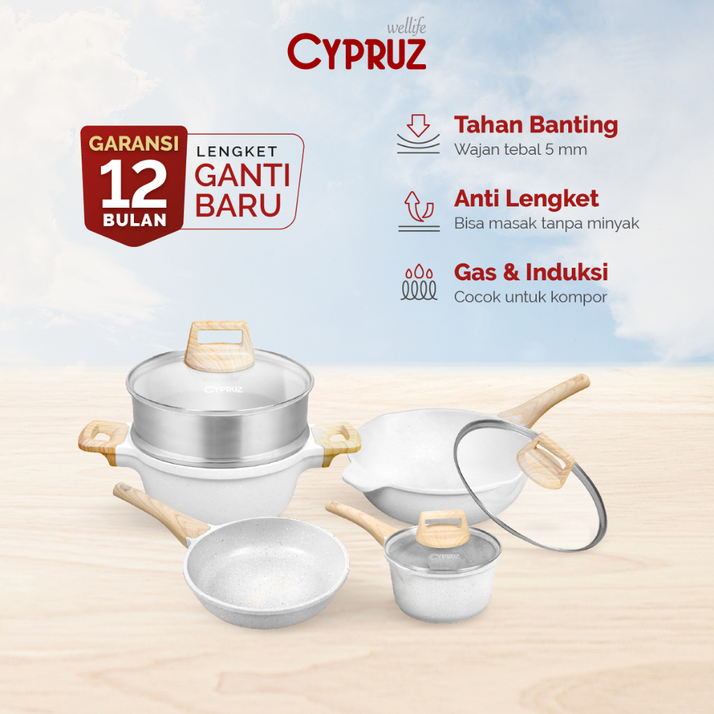Jual Cypruz Cookware Set Granite Diecast Panci Premium Anti Lengket 8 ...