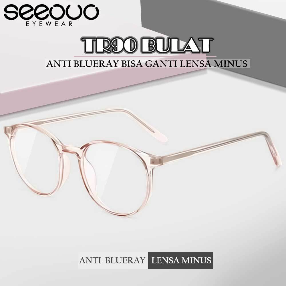 Jual Seeouo Kacamata Antiradiasi Blueray Model Bulat Stylish Lentur Ringan TR90 Fashiona Frame ...
