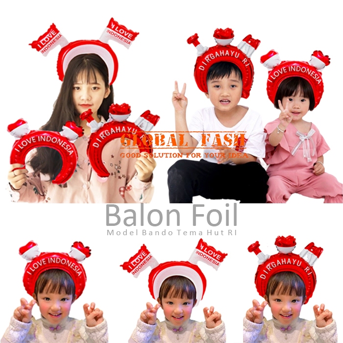 Jual isi 50 Balon foil Bando Merah Putih / Balon Bando Dirgahayu Ri I ...