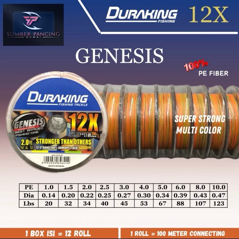 Jual Pe Duraking Genesis X12 100mtr connecting multi colour | Shopee ...