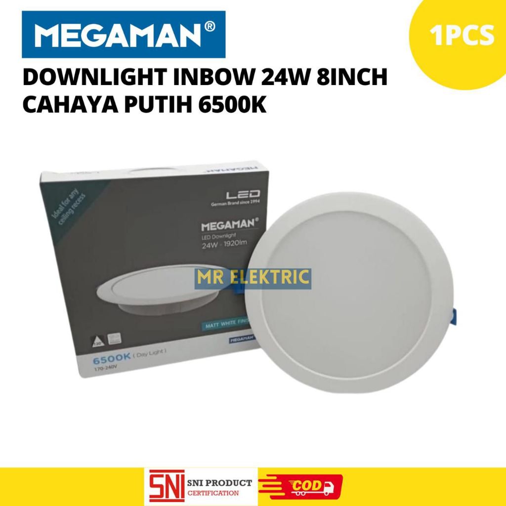 Jual Downlight LED Megaman MQTL1119-Y 5W 7W 9W 12W 18W 24W CAHAYA PUTIH 6500K Lampu Plafon Inbow ...