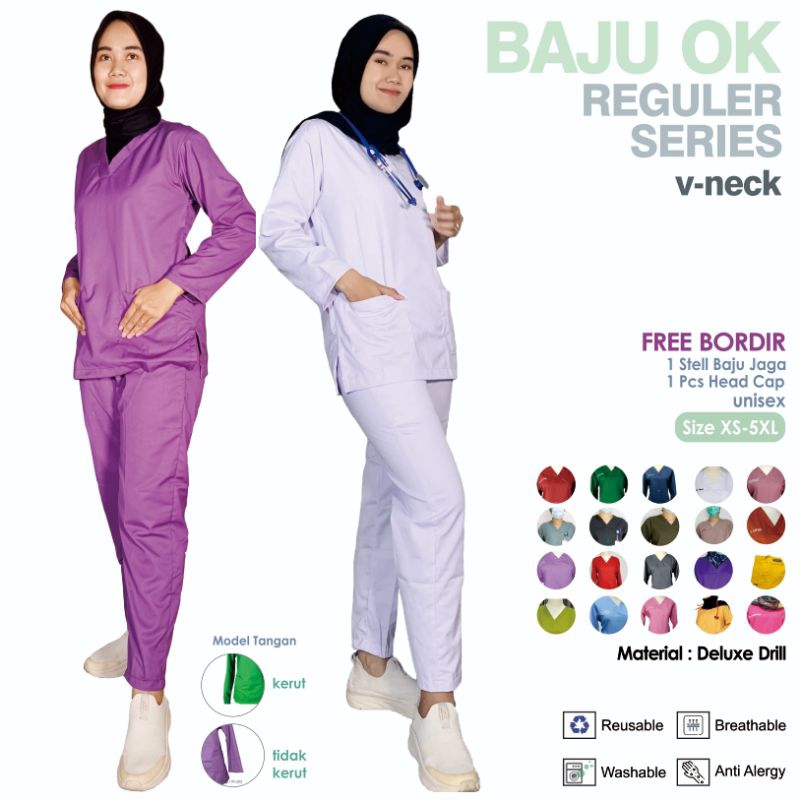 Jual BAJU OK TANGAN PANJANG V-NECK/Doctors Scrubs/DOKTER SCRUBS/NURSE ...