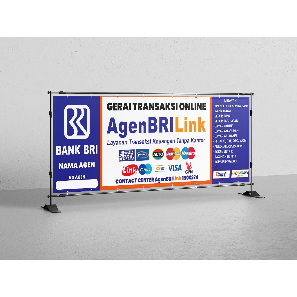 Jual BANNER SPANDUK KONTER BRILINK CUSTOM DESAIN & UKURAN/BANNER PROMOSI | Shopee Indonesia