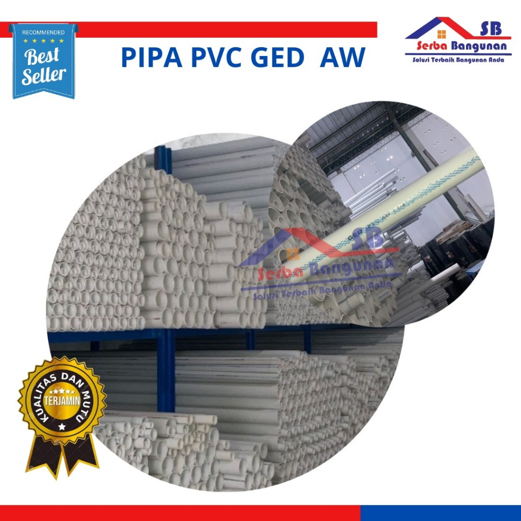 Jual Pipa PVC GED AW Kuat Anti Bocor Ukuran 1 1/2" per Meter | Shopee ...
