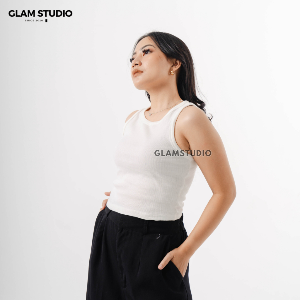 Jual Glamstudio - Tank Top Crop Rib Premium Korea kekinian Tantop Senam Sport (S M L XL) TC 001 ...