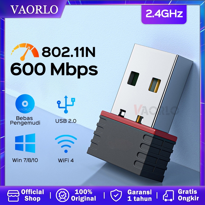 Jual VAORLO Adaptor WiFi USB Mini 600M Kartu Jaringan Nirkabel 2.4Ghz ...