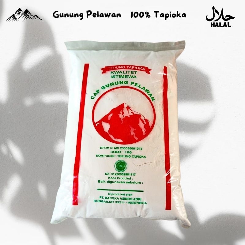 Jual Tepung Tapioka Cap Gunung Pelawan ukuran 1 kg dan 500 g 100% ...