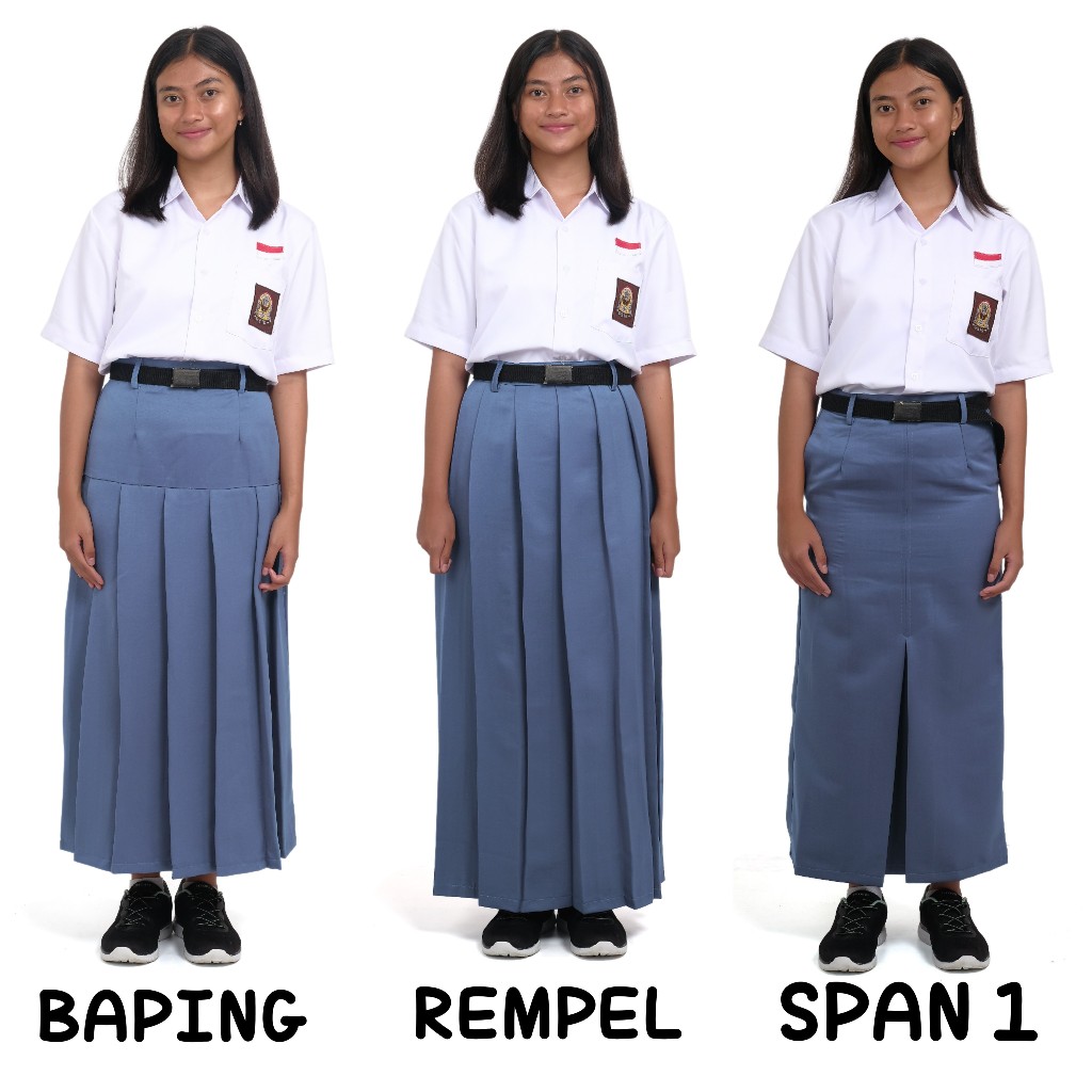 Jual ROK SERAGAM SEKOLAH / KERJA ROK PANJANG SMA MADRASAH 3 MODEL - MODEL REMPEL LIPIT ; MODEL ...