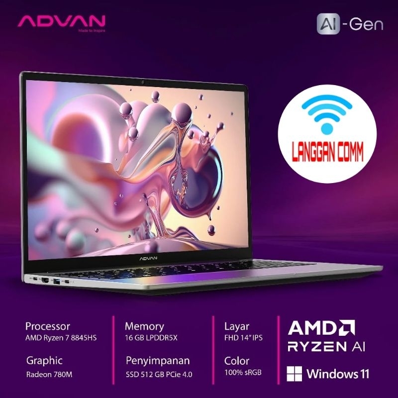 Jual Advan Ai Gen AMD Ryzen 7 8845HS Ai With NPU AMD Ryzen Ai Ram 16GB ...