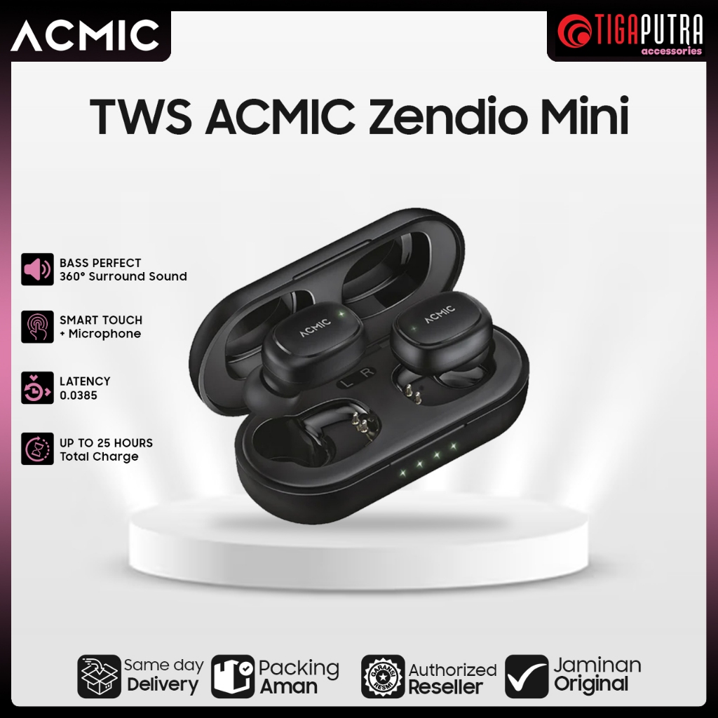 Jual ACMIC ZENDIO MINI TWS Extra Bass Gaming Headset Bluetooth Earphone ...