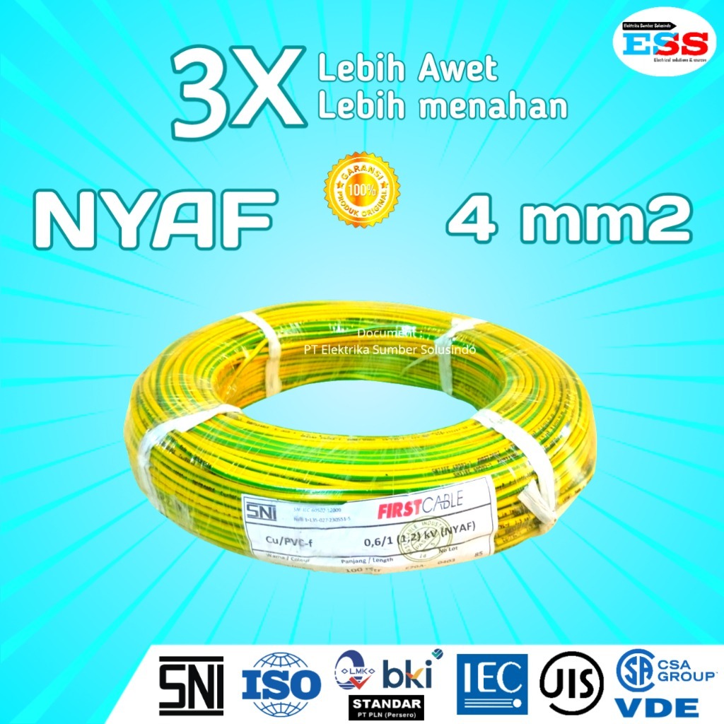 Jual Kabel Ground NYAF 4 mm2 - ( ecer ) Kabel serabut tembaga murni first cable | Shopee Indonesia