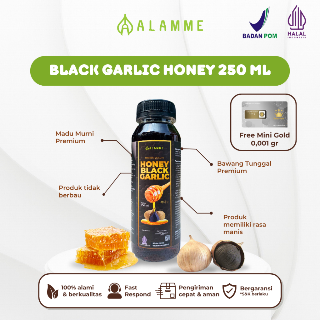Jual Alamme Black Garlic Honey Madu Bawang Hitam Tunggal Lanang Premium ...