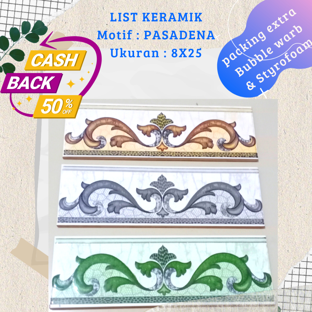 Jual list keramik dinding minimalis motif pasadena ukuran 8x25 / grosir ...