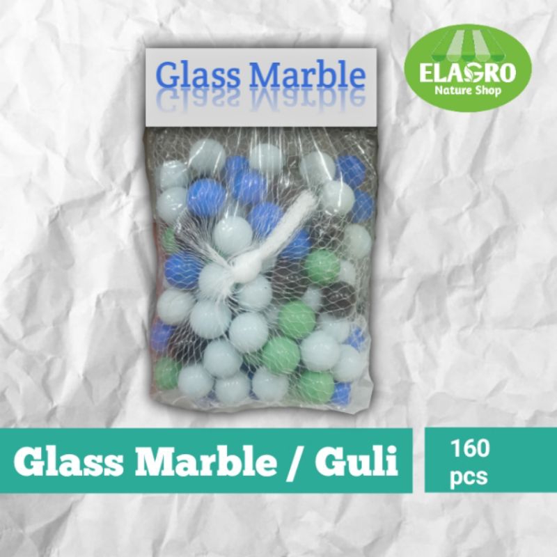 Jual glass marble atau guli (cream) untuk hiasan aquarium 160 pcs ...