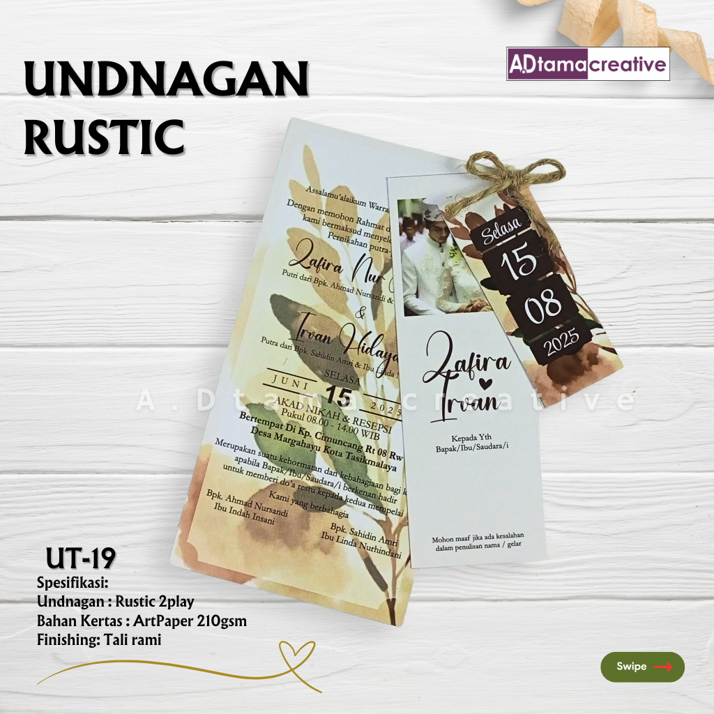 Jual Undangan Tali Rami 19 / Cetak Undangan Pernikahan / Undangan Cetak ...