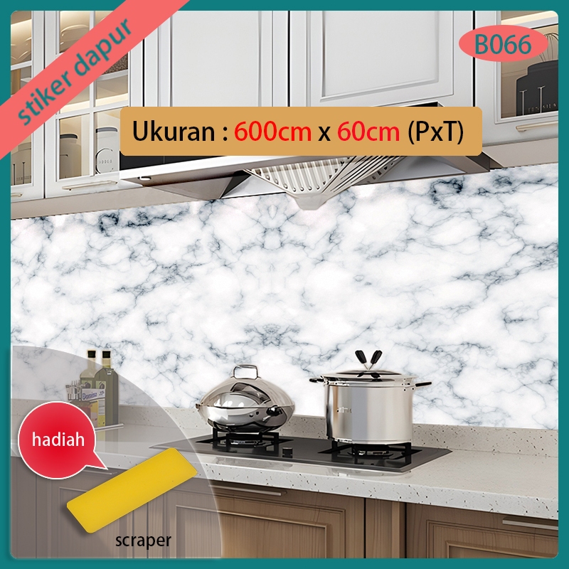 Jual wallpaper dinding dapur 6 meter X 60cm alumunium foil motif marmer ...