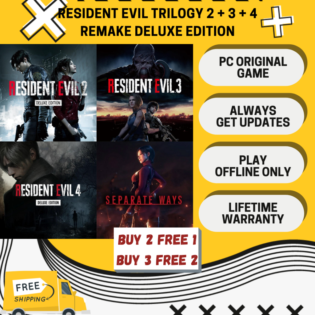 Jual RESIDENT EVIL TRILOGY 2 + 3 + 4 REMAKE DELUXE EDITION FULL DLC PC ORIGINAL | Shopee Indonesia