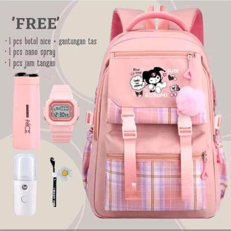 Jual PAKET BANYAK BONUSNYA 5IN1 Tas Ransel Anak Perempuan Sekolah SD SMP KUROMI FASHION KOREAN ...