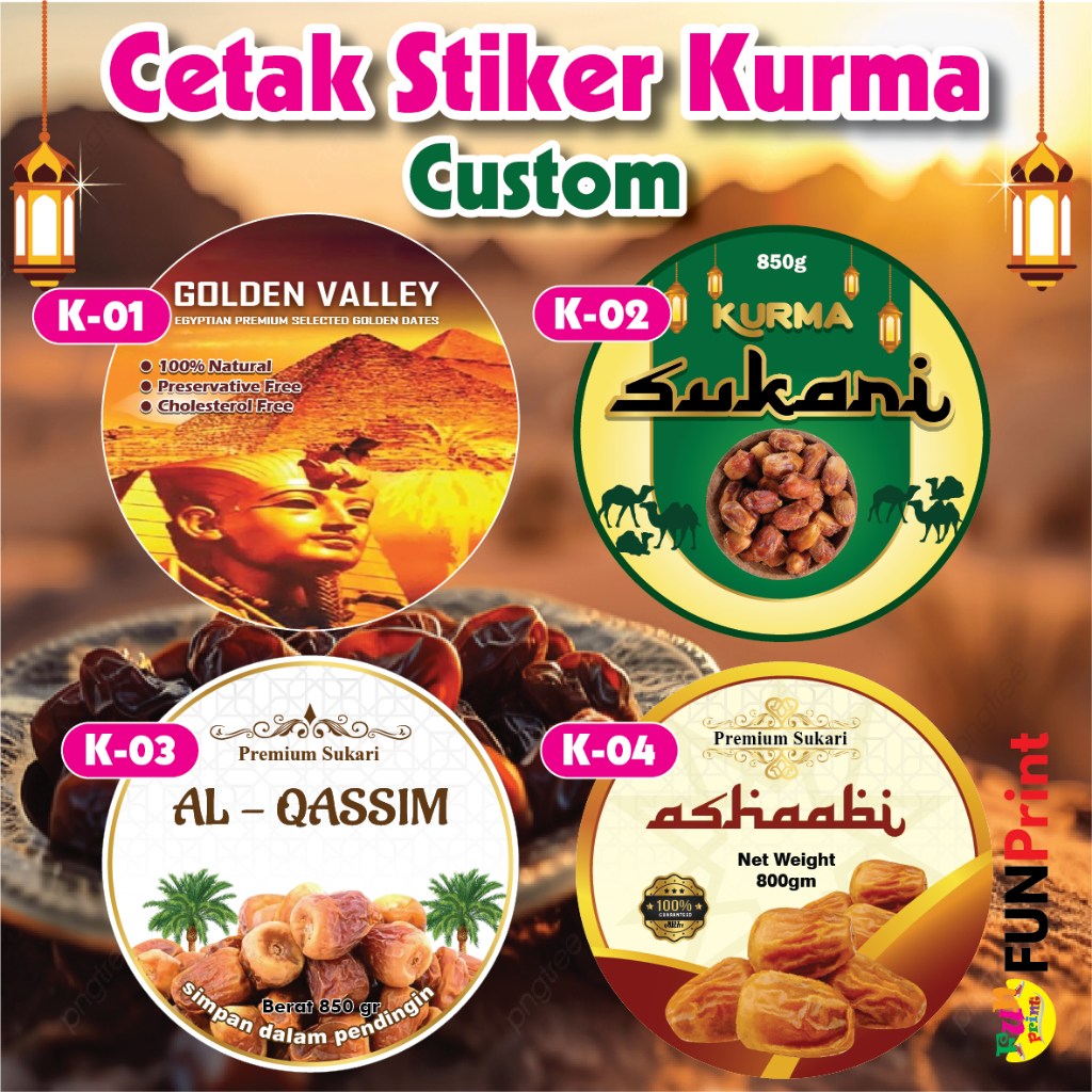 Jual STIKER KURMA / STIKER LABEL KURMA / STIKER KURMA SUKARI / STIKER ...