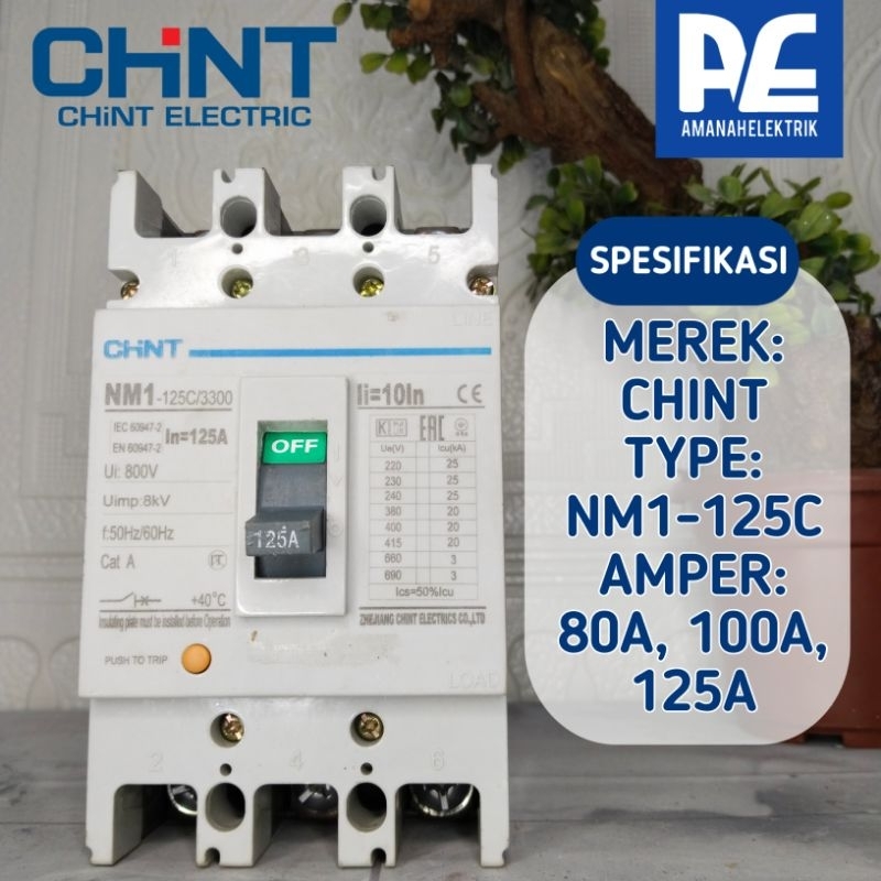 Jual MCCB / BREAKER CHINT NM1-125C 80A, 100A, 125A Original | Shopee Indonesia