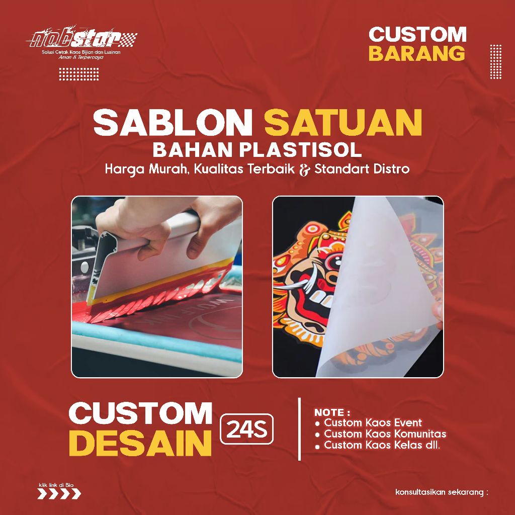 Jual SABLON KAOS PLASTISOL CUSTOM SATUAN DESAIN BEBAS A2, A3, A4 | FULL WARNA TANPA MINIMUM ...