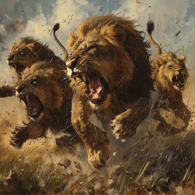 Jual Poster Cetak Hiasan Dinding Jumbo Gambar Pemandangan 4 Singa si ...