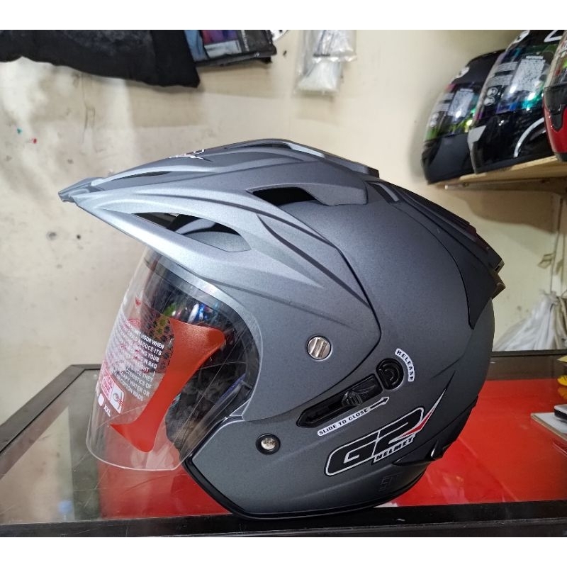 Jual HELM G2 exterminator half face double visor solid | Shopee Indonesia