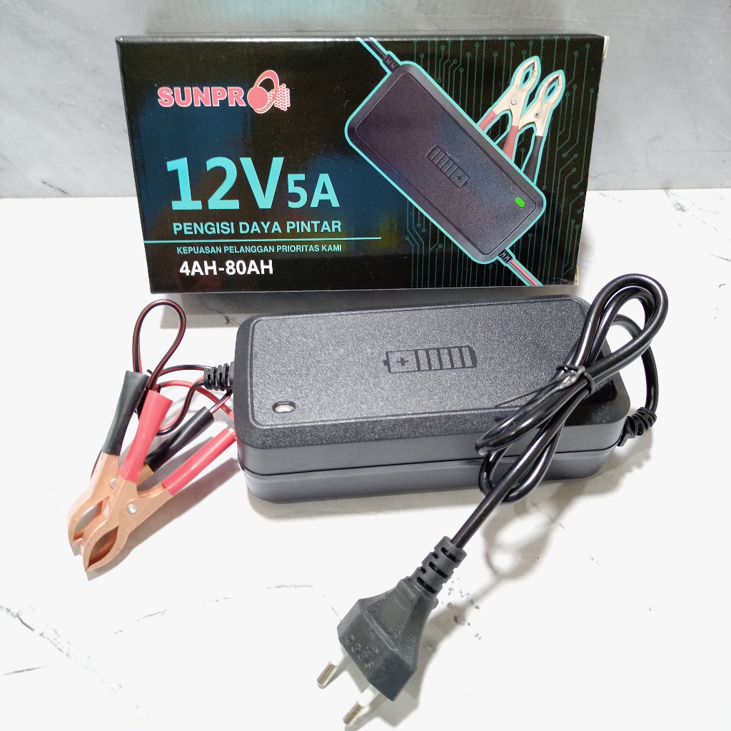 Jual Charger Aki/ Cas Aki Portable Sunpro 12V 5A 12V5A | Shopee Indonesia