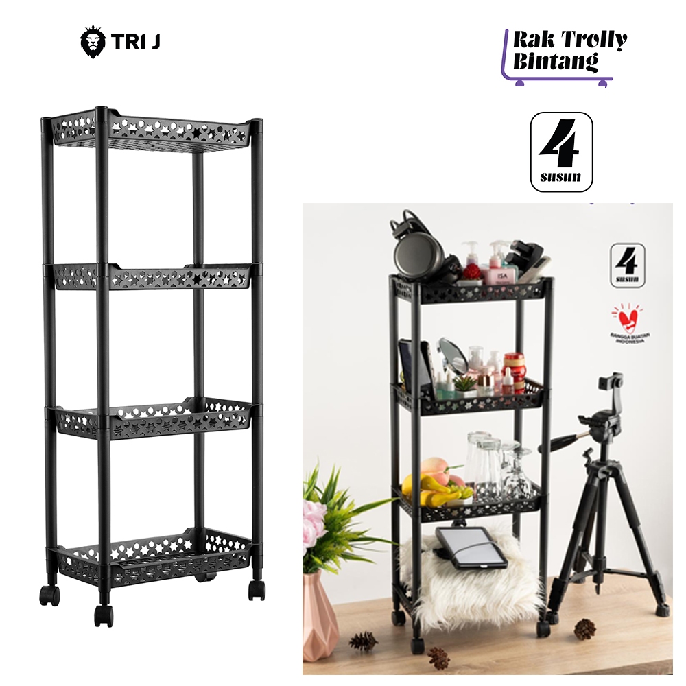 Jual Rak Troli 4 Susun Serbaguna Dengan Roda Rak Trolly 4 TIngkat Rak ...