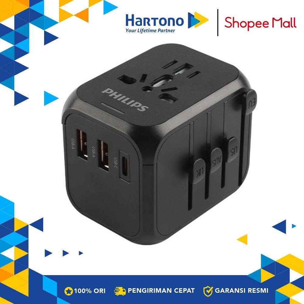 Jual Philips Quick Charge Travel Adaptor Black SPN3351BK | Shopee Indonesia