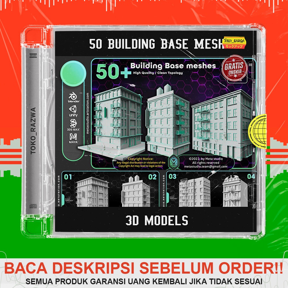 Jual 3D Models - 50 Building Base Mesh - FBX - Blender - 3DMax - 190624 | Shopee Indonesia
