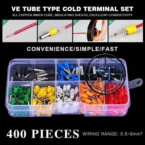 Jual Skun Ferrules Insulated Terminal Block Connector 400 PCS Multi ...