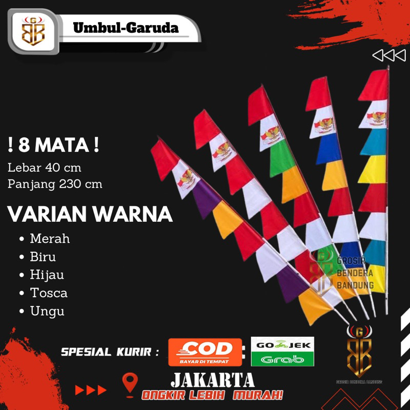 Jual Bendera Umbul Umbul Garuda Indonesia Merah Putih Warna Warni Murahh | Shopee Indonesia