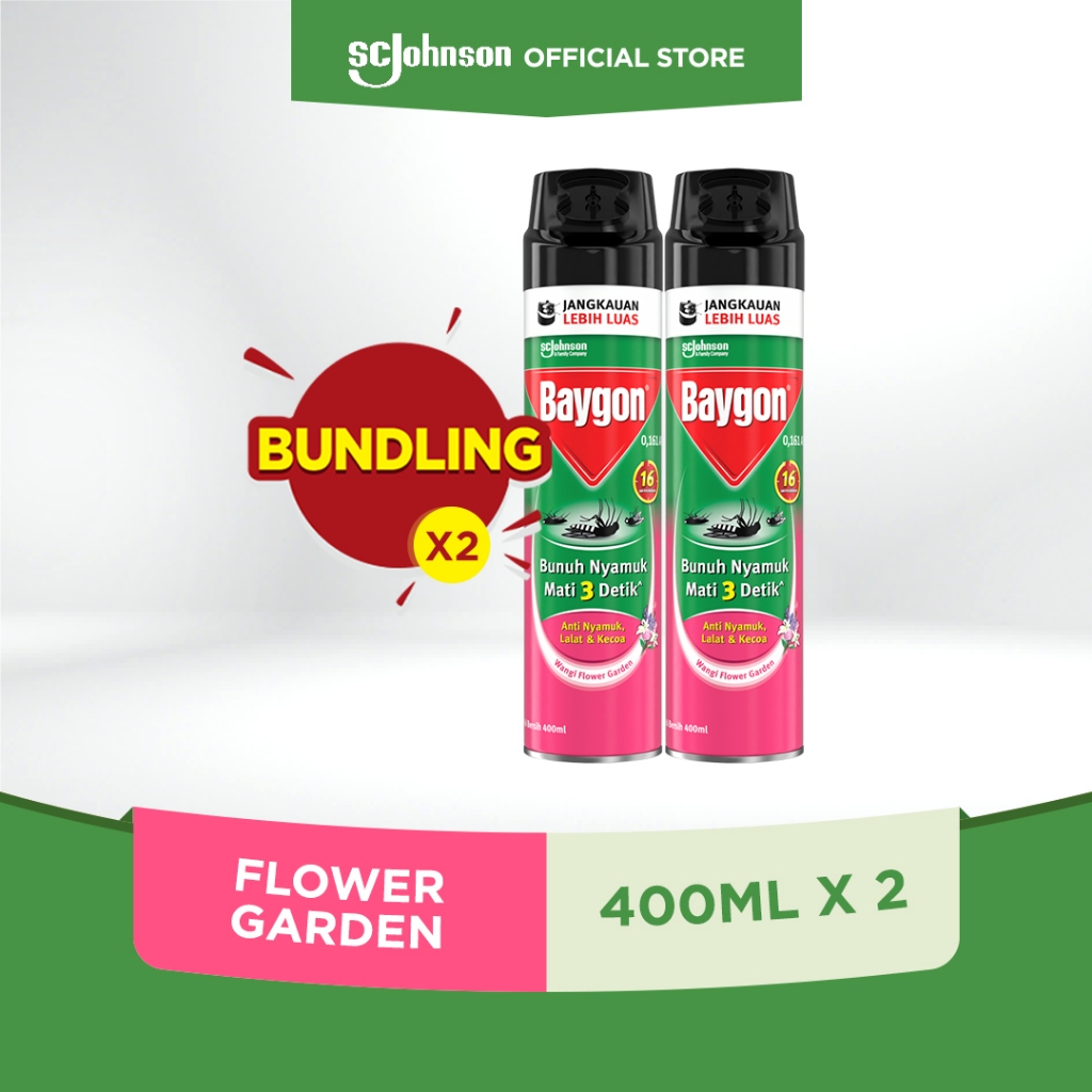 Jual Baygon Aerosol Flower Garden 400ml x2 | Shopee Indonesia