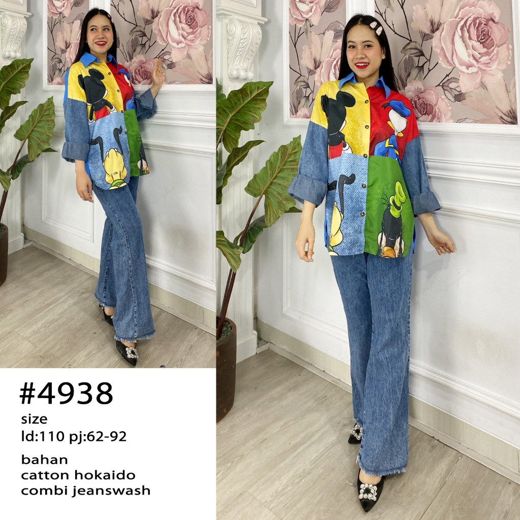 Jual Setcel Kemeja Semi Cutbray Mix Jeanswash Lengan Panjang One Set ...