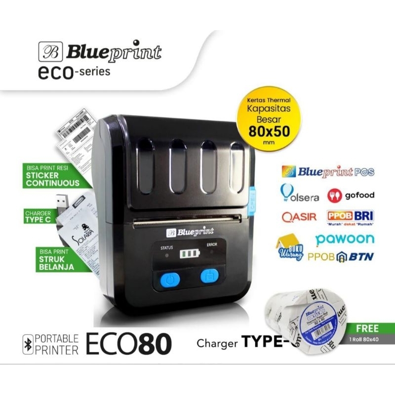 Jual Printer Thermal Blueprint ECO80 80mm Portable Bluetooth dan usb ...