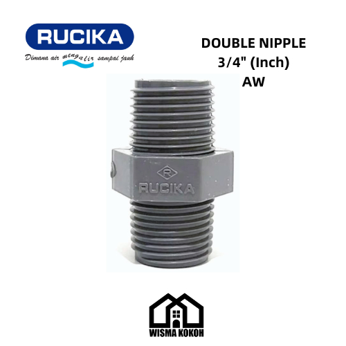 Jual RUCIKA DOBEL NEPEL DRAT LUAR / DOUBLE NIPPLE PVC 3/4" (Inch) AW | Shopee Indonesia