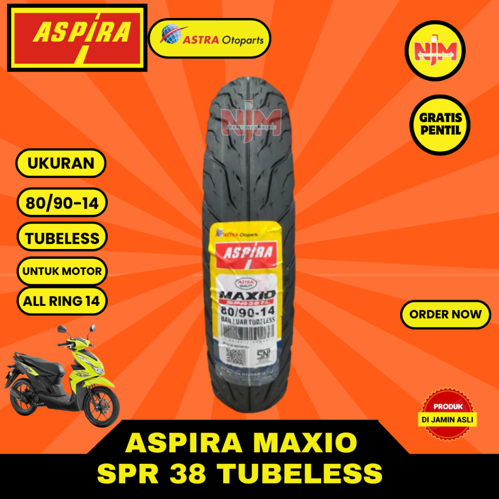 Jual Ban Tubles Aspira Maxio SPR 38 TL 80 / 90 - 14 Beat Vario Scoopy Free Pentil | Shopee Indonesia