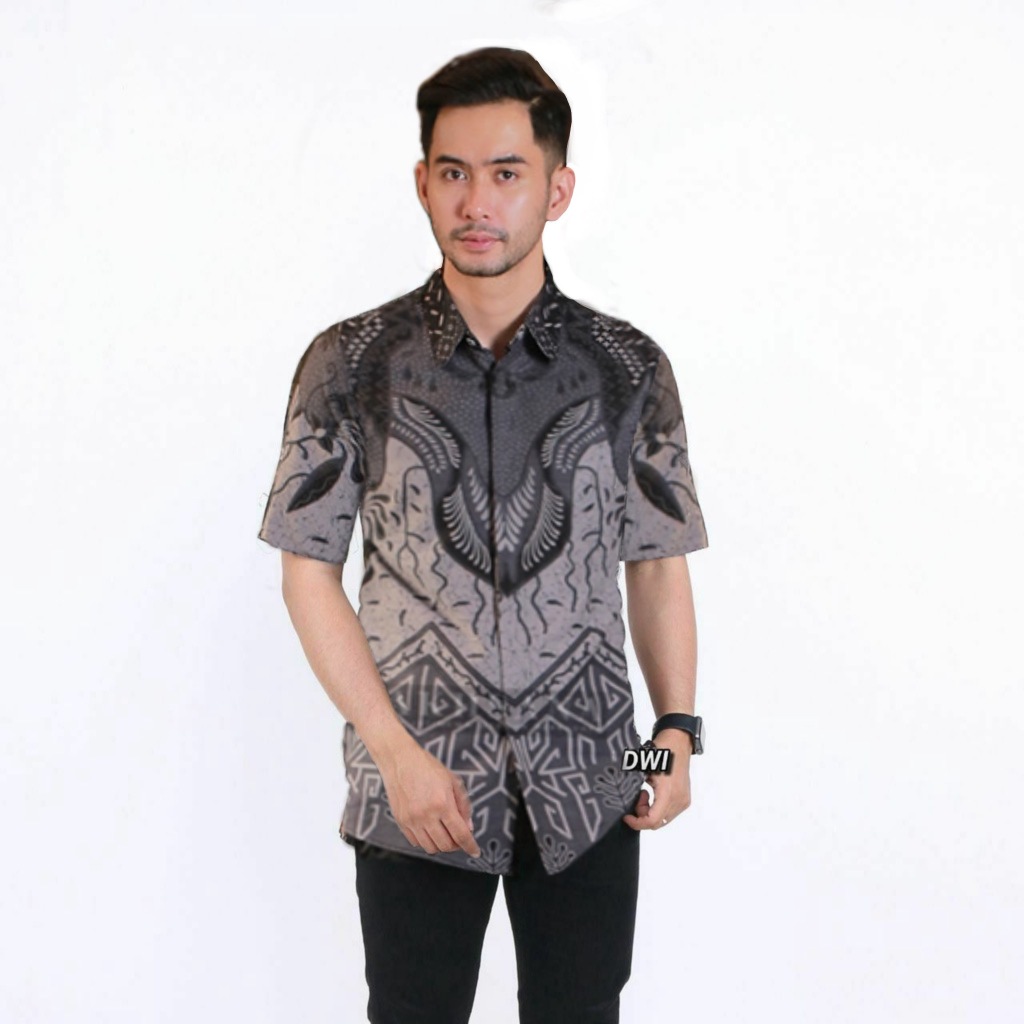 Jual Batik Pria Lengan Pendek Premium BATIK AZIMIL HRB026 motif ...
