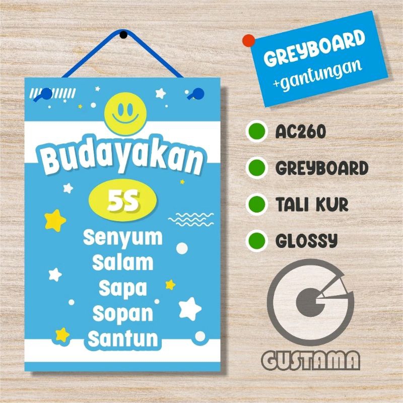Jual Hiasan Dinding Budayakan 5S + Gantungan, Wall Decor Wipe and Clean Ukuran 20x30 cm | Shopee ...