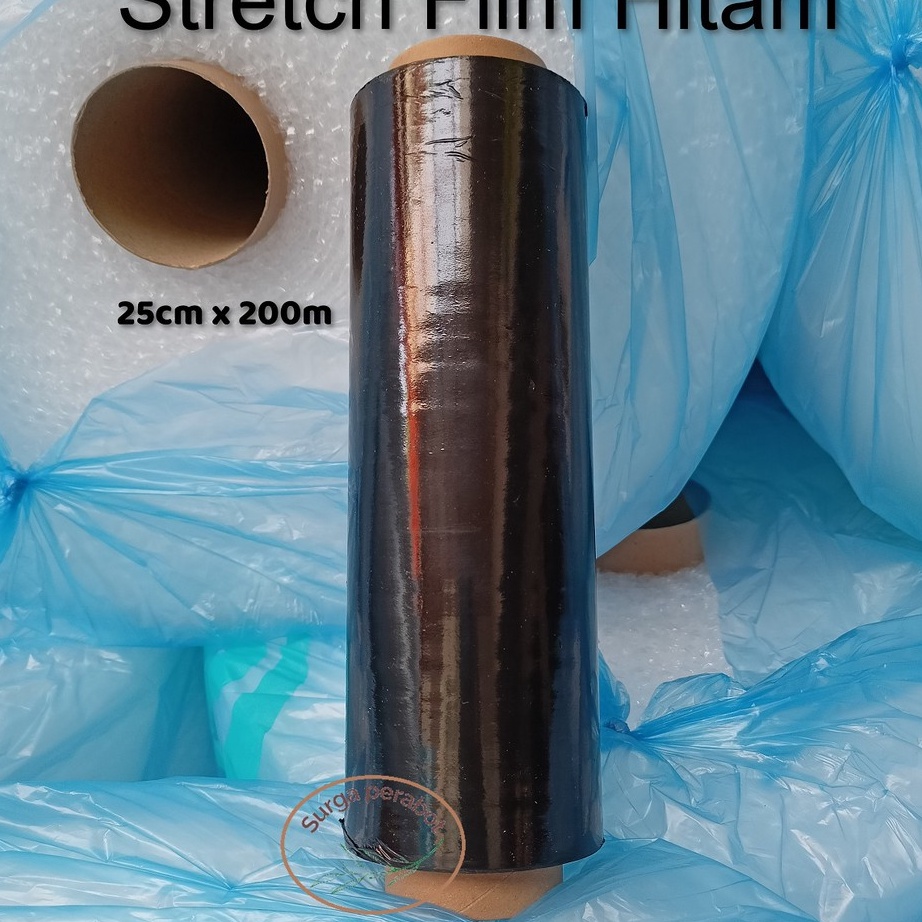 Jual HJ6 Stretch film hitam 25cm x 2m Plastik wrapping Bandung Plastic ...