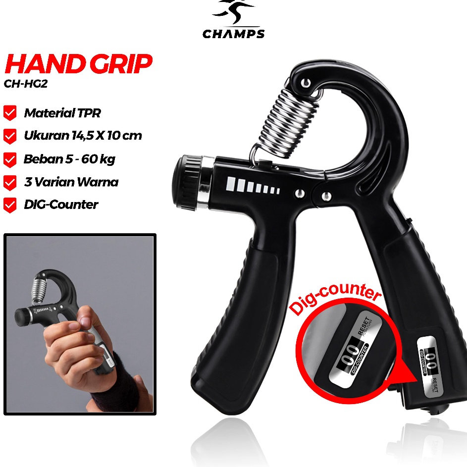 Jual Super Harga CHAMPS Handgrip Digital Hitung Otomatis Adjustable 56 ...