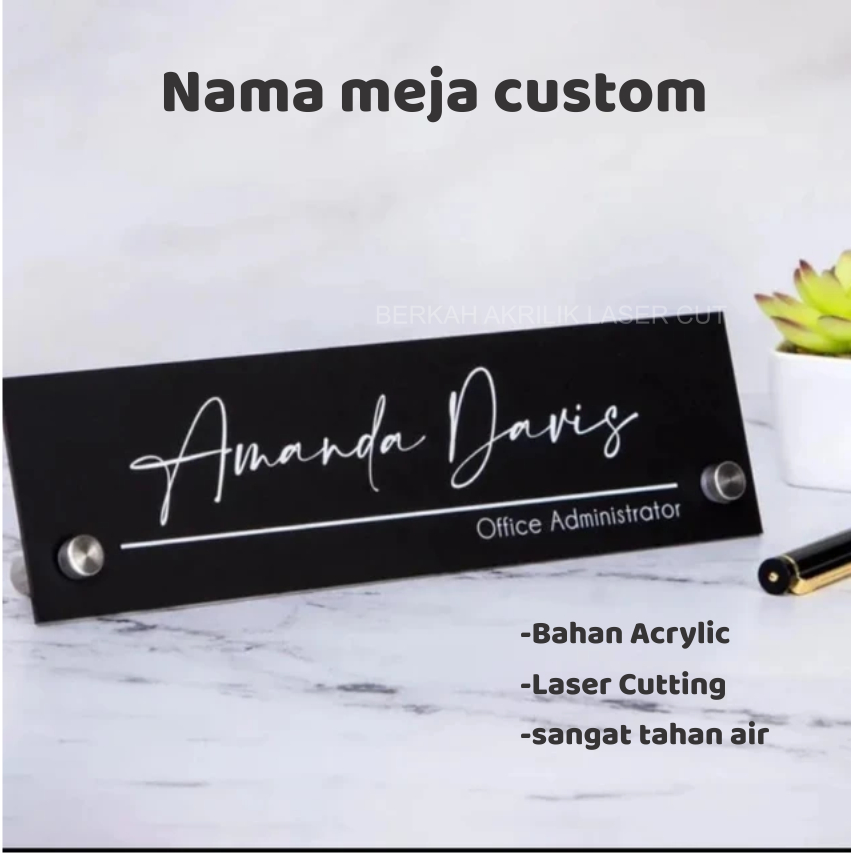 Jual custom nama meja acrylic nama bebas bisa pakai logo | Shopee Indonesia
