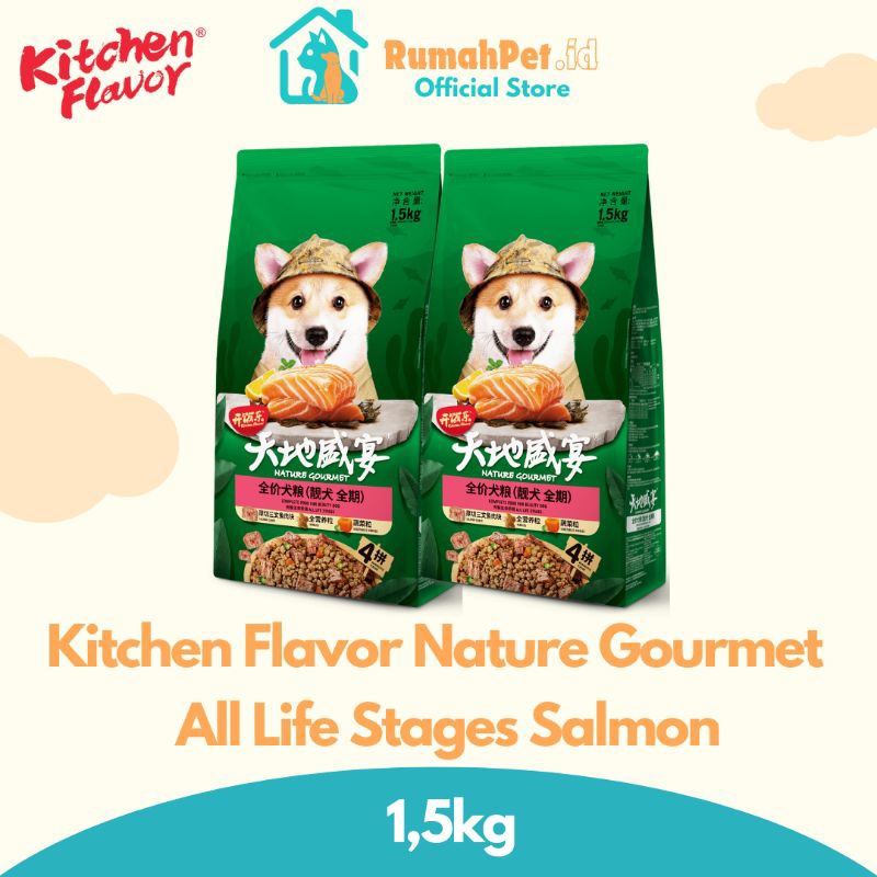Jual Kitchen Flavor Dog Nature Gourmet All Life Stage Salmon 1,5kg KF ...