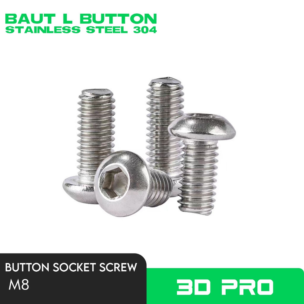 Jual Baut L Button Hex Head Screw Stainless Steel M8 12mm 15mm 20mm ...