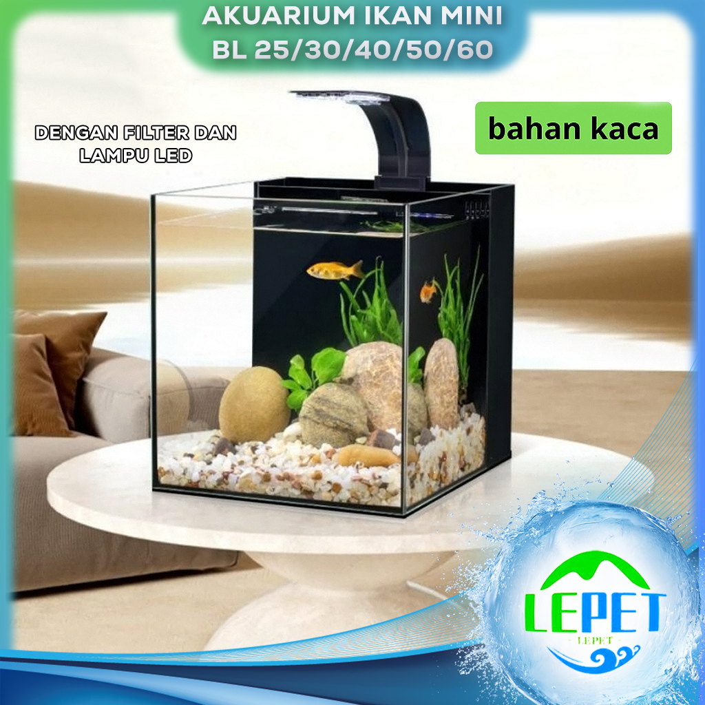 Jual LEPET Akuarium Ikan Mini BL 25/30/40/50/60 Tangki Ikan Mini Dengan ...