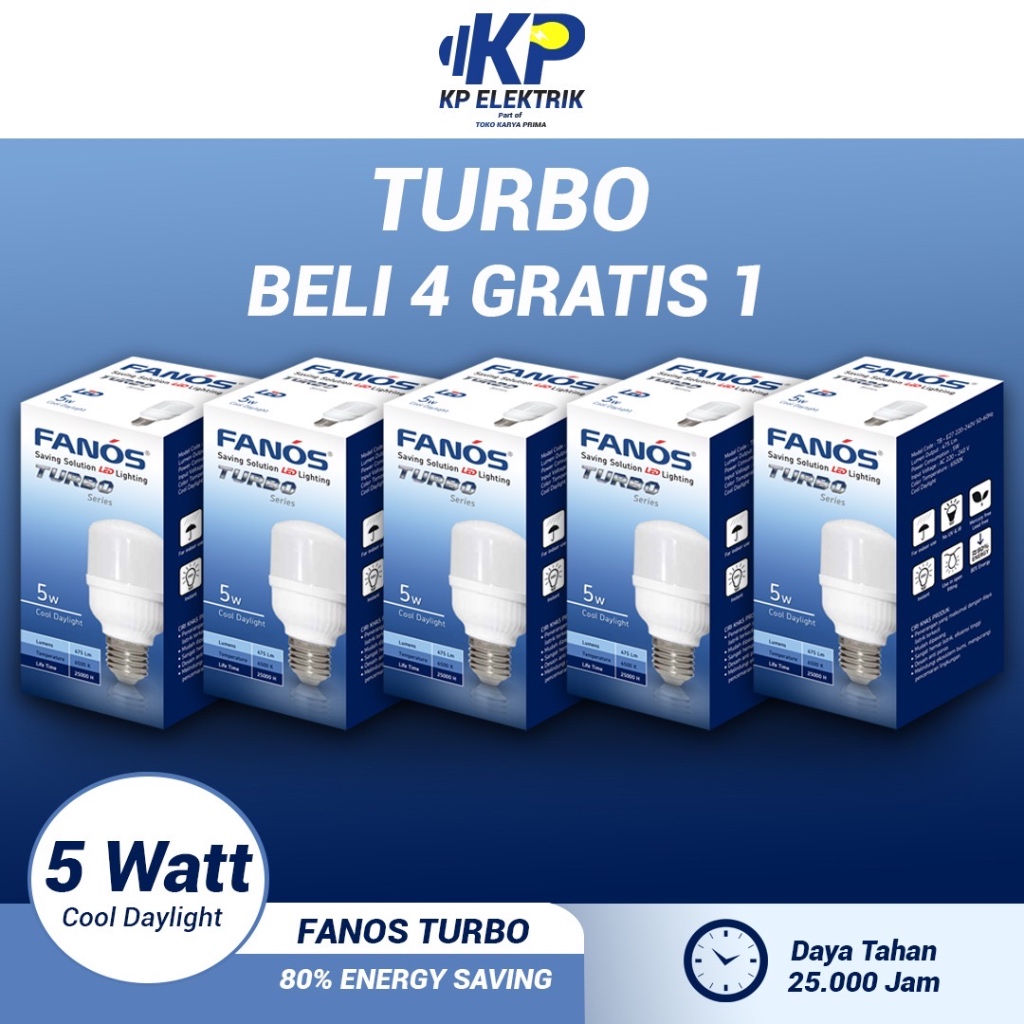 Jual Lampu LED Fanos Turbo 5 watt (Paket Hemat) | Shopee Indonesia