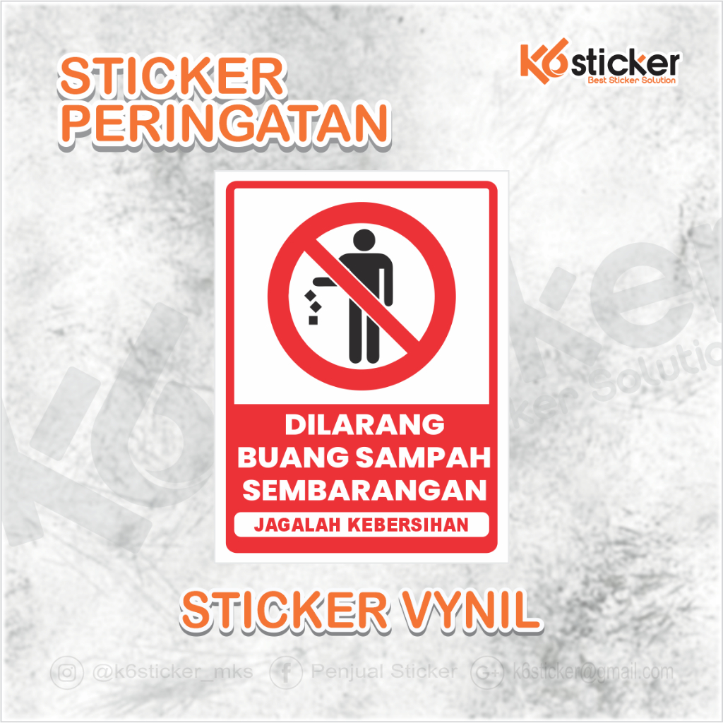 Jual Stiker Sticker DIlarang Buang sampah sembarangan / stiker sampah ...