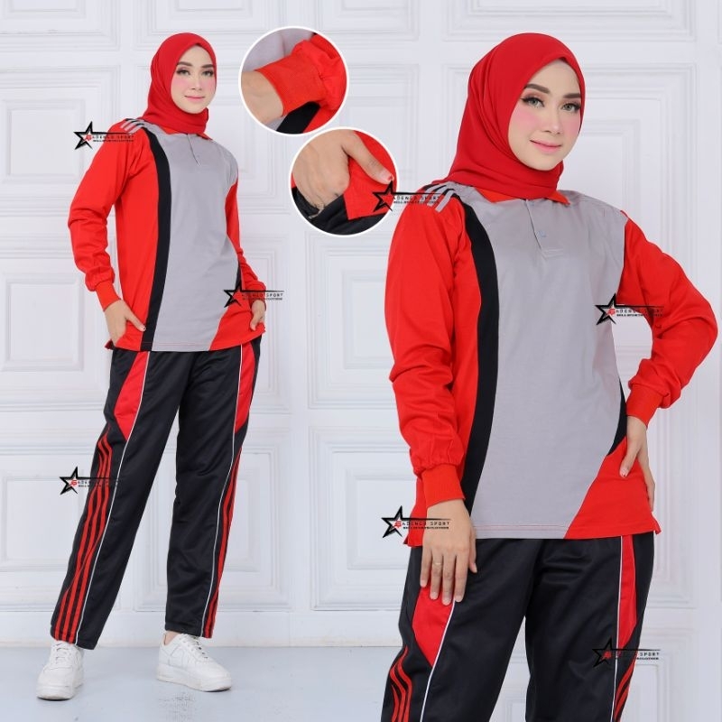 Jual Setelan Baju Olahraga Olahraga Senam Wanita Lengan Panjang / Stelan Kaos trening Olahraga ...